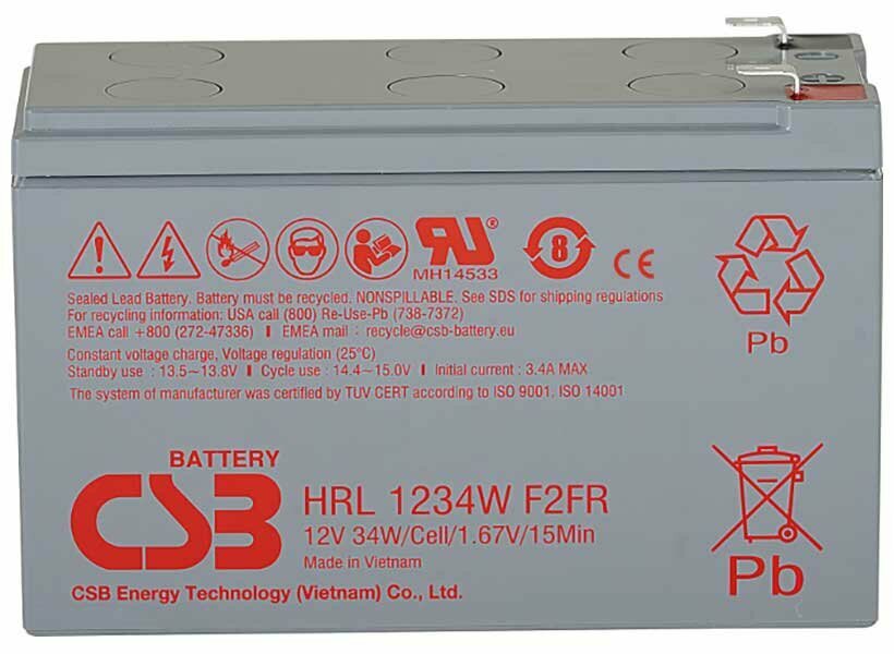Аккумуляторная батарея для ИБП CSB HRL1234W F2 FR (12В, 9Ач)