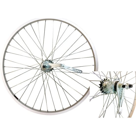 Колесо Tbs 20" заднее, обод одинарный алюм. б/пист. серебристый, втулка тормозная