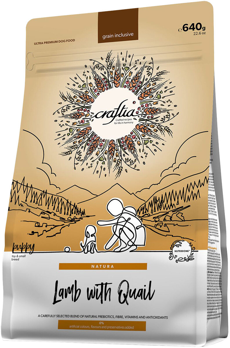 CRAFTIA NATURA PUPPY TOY & SMALL BREED LAMB & QUAIL для щенков мал пород с ягненком и перепелкой NEW 0,64 кг