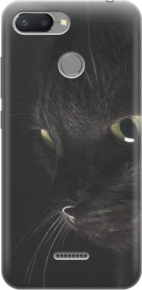 Силиконовый чехол Черный кот на Xiaomi Redmi 6 / Сяоми Редми 6 с эффектом блика