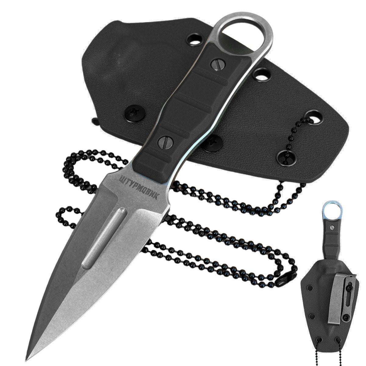 Многофункциональный нож "Штурмовик", сталь AUS 8, рукоять черная, 17см