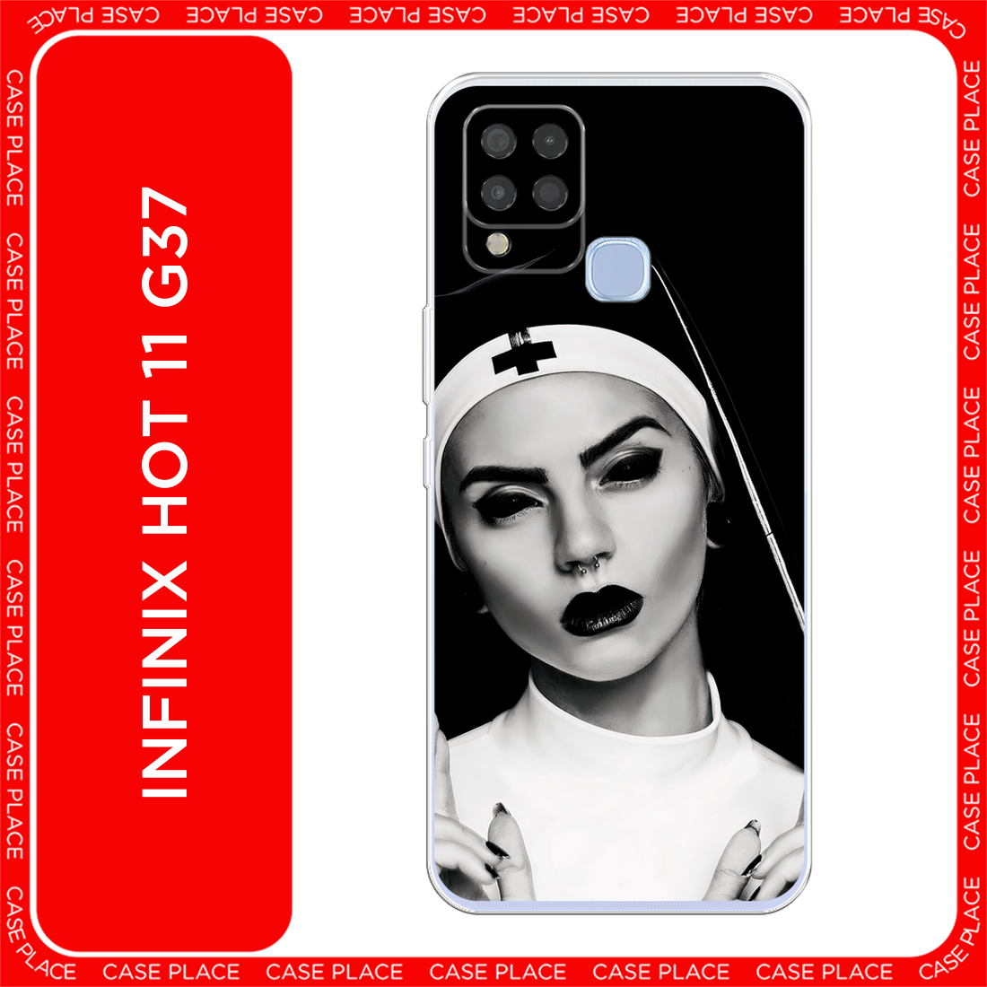 Чехол на Infinix Hot 11 G37 / Инфиникс Хот 11 G37 с принтом Черная монашка