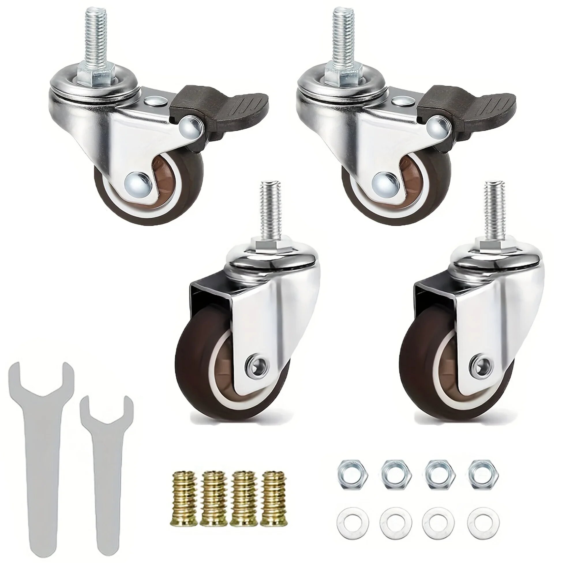 Мебельные ролики TPR 1/1.25/1.5/2 дюйма с тормозом 2 inch, 2 Universal 2 Brake