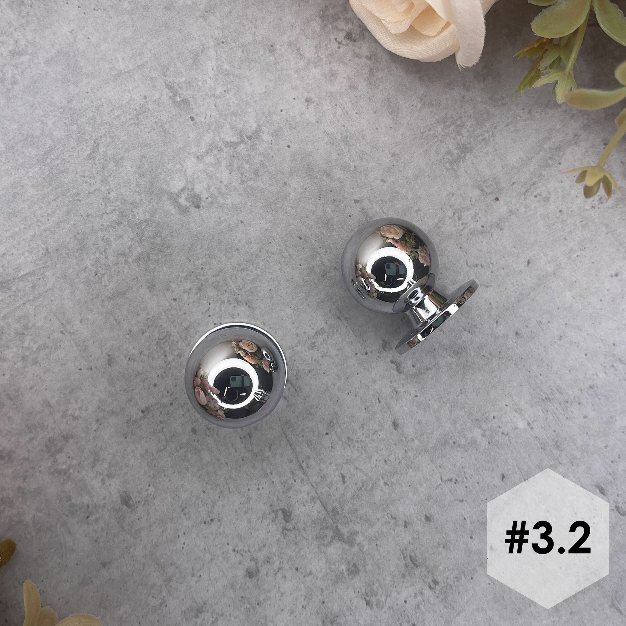 Ручка-кнопка круглая глянцевая хром, 2 шт (#3.2)