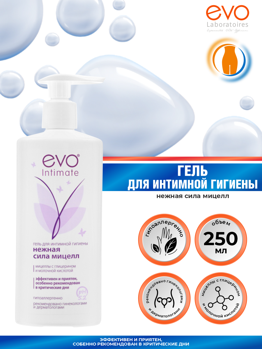 Гель для интимной гигиены EVO Нежная сила мицелл 250 мл.
