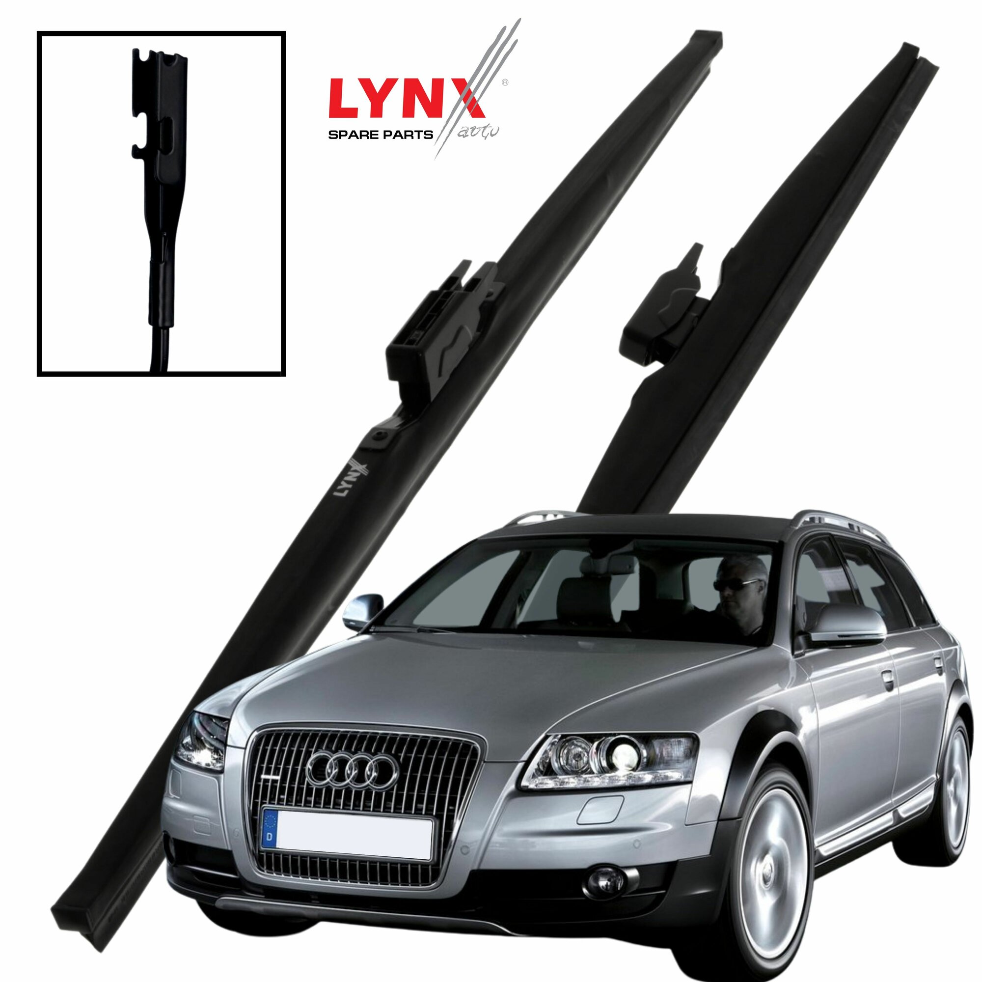 Дворники AUDI A6 allroad quattro (2) C6 / ауди А6 Олроуд 2006 2007 2008 Щетки стеклоочистителя зимние LYNXauto, 550мм-550мм, к-т 2шт.