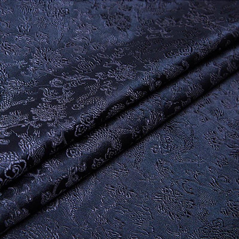 Китайская парча атласная жаккардовая ткань дракон узор Темно-синий, 21