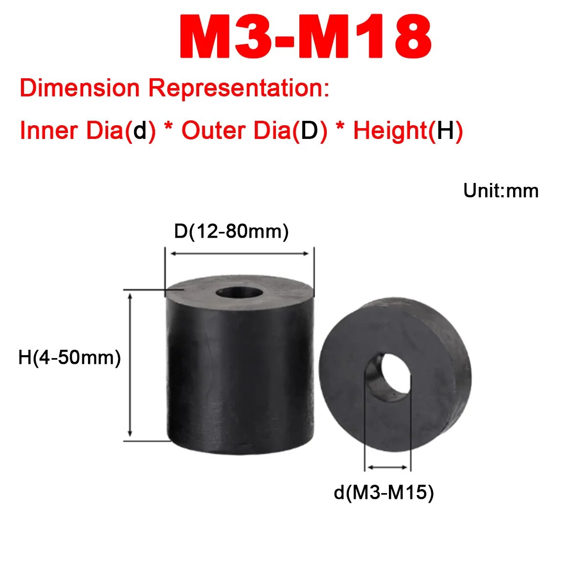 Резиновая амортизирующая подставка для кондиционера 10pcs 6X16X12