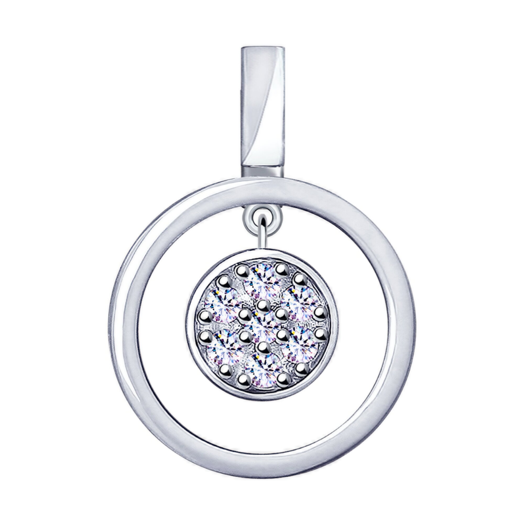 Подвеска, серебро, 925 проба, родирование, фианит