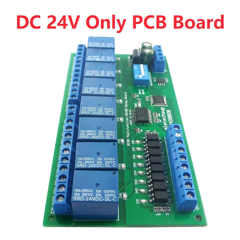 Модуль реле Modbus RS485 12В/24В 8 входов 8 выходов 24V Only Board