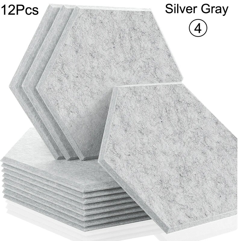 Акустические панели OLOEY, 12 шт, 48 цветов 4--Silver Gray, 0.8cm Medium Density, Small Hexagon