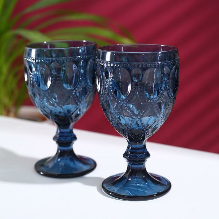 Набор бокалов Magistro Варьете , 320 мл, 8,5x16 см, 2 шт, цвет синий