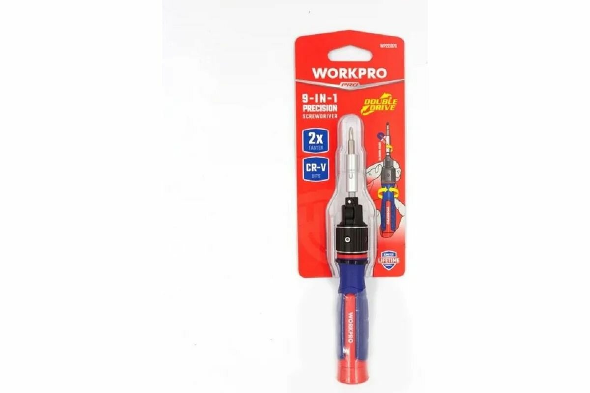 Прецизионная отвёртка WORKPRO 9-В-1 С двойным приводом, WP221070