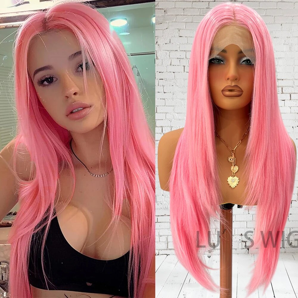 Розовый многослойный кружевной парик Lu's Wigs 24 дюйма