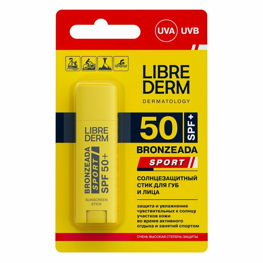 LibreDerm Бронзиада Sport Стик для губ и лица солнцезащитный SPF50+ 4,8г