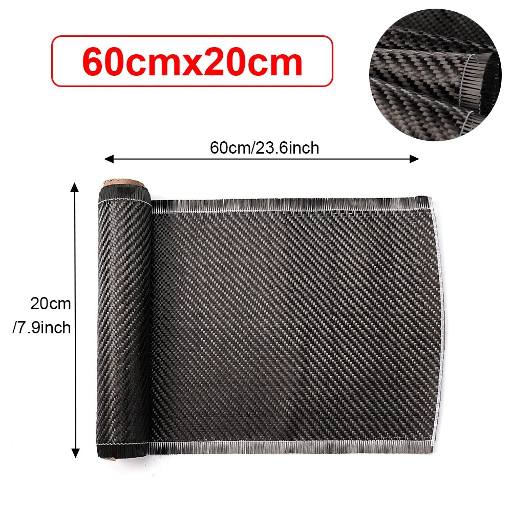 Пряжа углеволокно 60x20 см, 3К, 200 г/м2