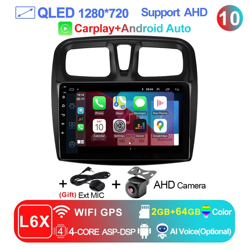 LEHX Автомобильный радиоприемник Мультимедийный видеоплеер для Renault Logan 2 L6X(2-64GB)CAM