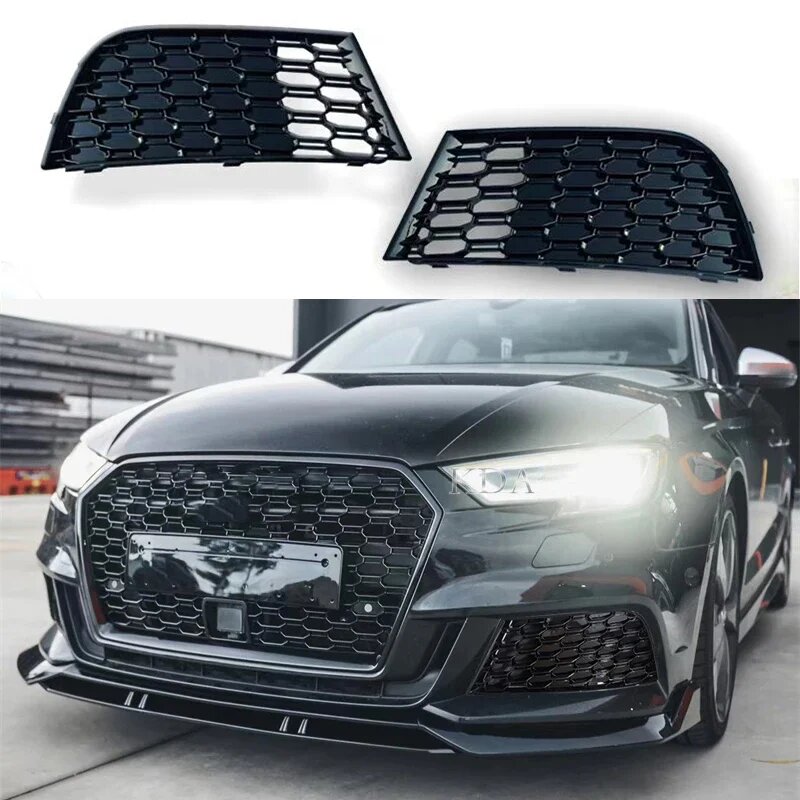 2 шт, левый и правый передний бампер, сотовая сетка, противотуманная фара, решетка, крышка для Audi A3 8V Sline S-line S3 2017 2018 2019 2020