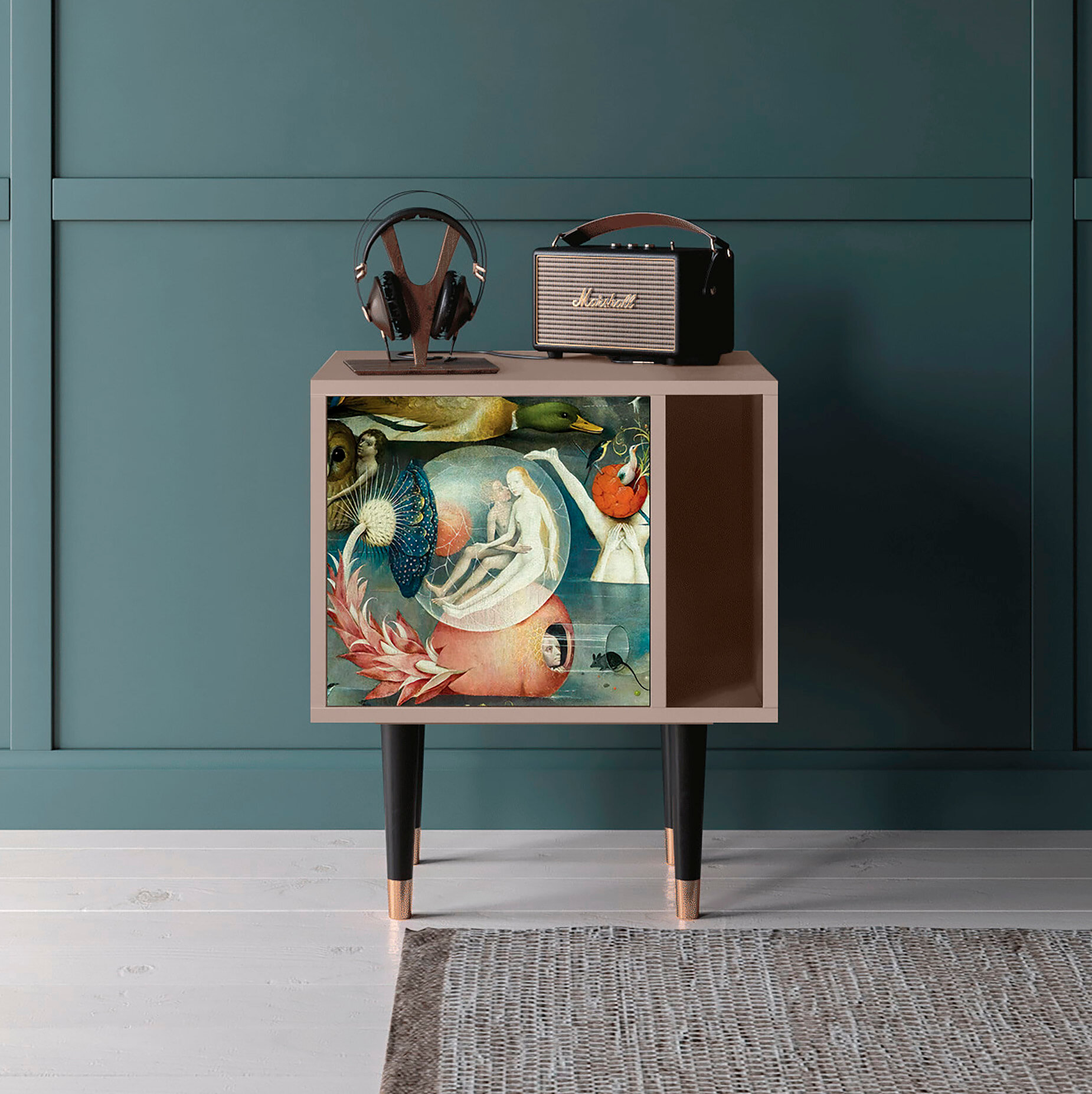 Прикроватная тумба - STORYZ - S2 The Garden Of by Hieronymus Bosch, Размер - 58 x 69 x 48 см, Цвет - Бежевый