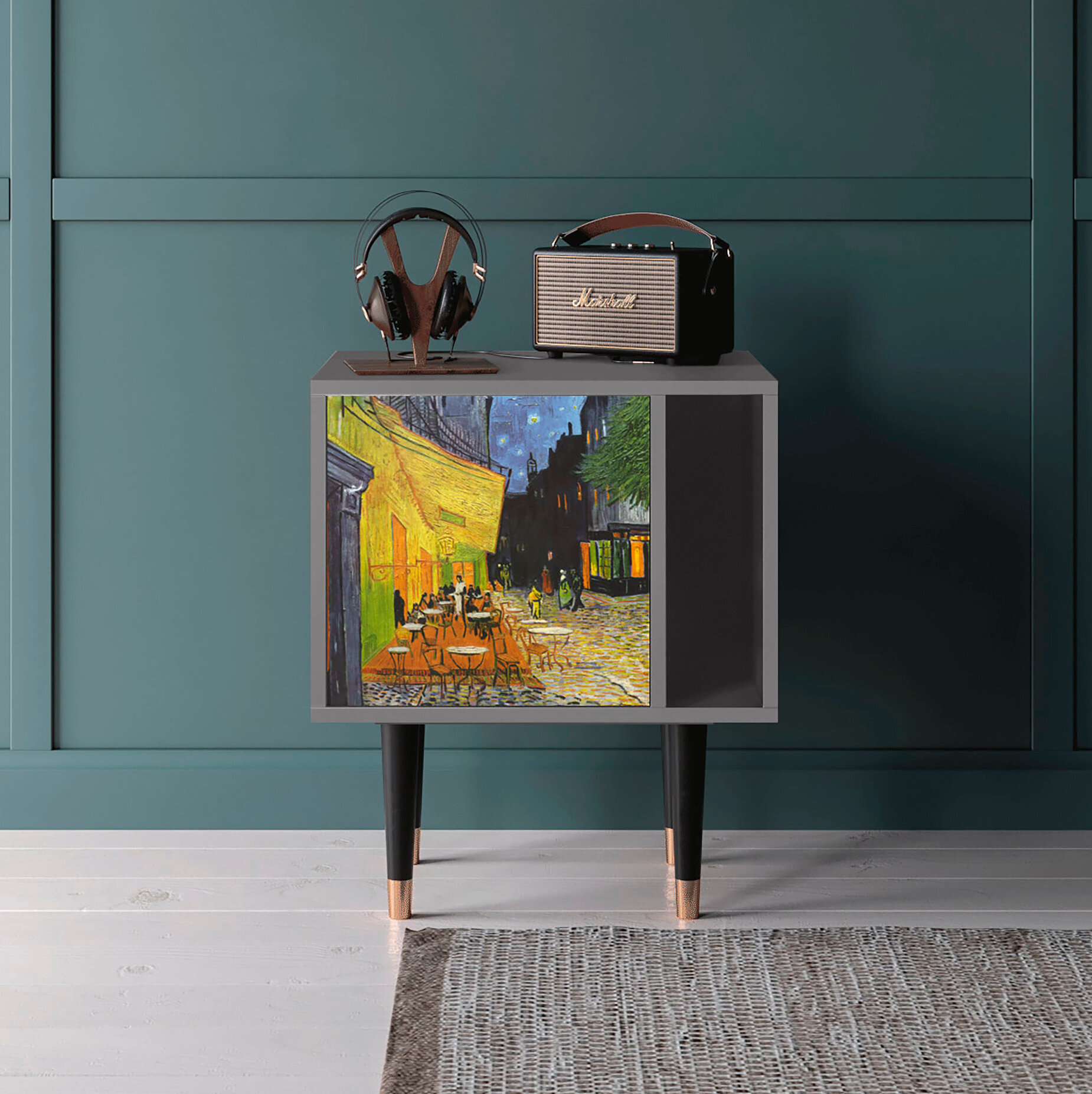 Прикроватная тумба - STORYZ - S2 Café Terrace at Night by Vincent van Gogh, Размер - 58 x 69 x 48 см, Цвет - Серый