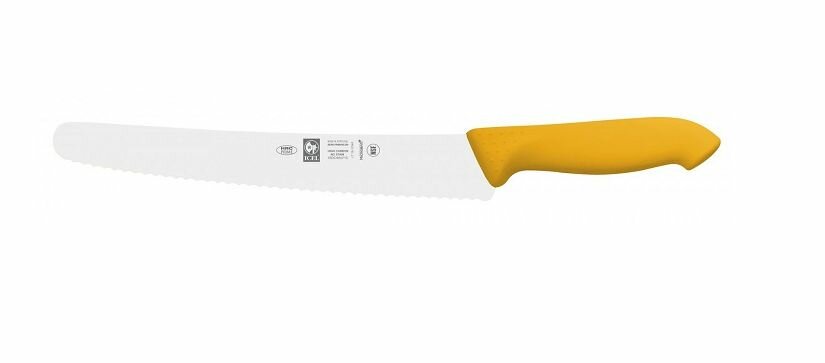 Нож кондитерский 250/380 мм. с волн. кромкой, желтый HoReCa Icel