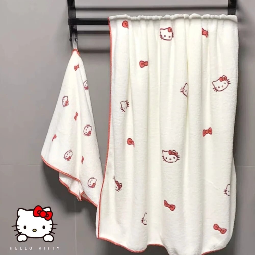 Новая модель 2025 года Бархатное полотенце Hello Kitty Sanrio, Белый
