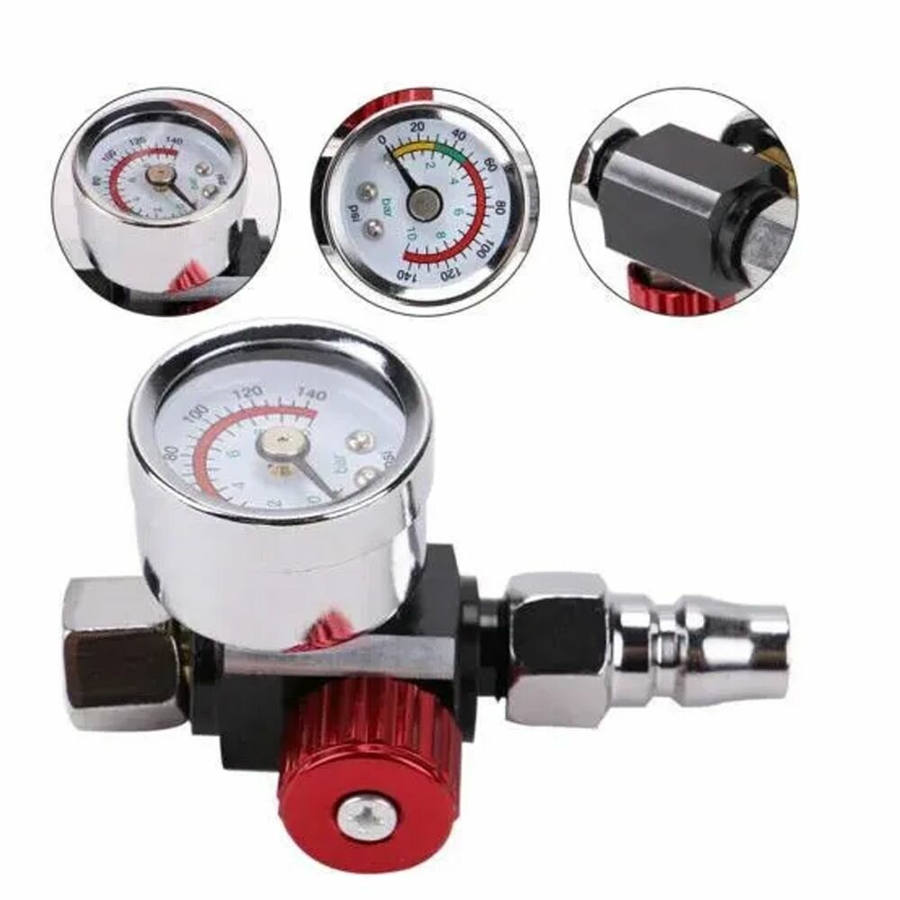 Манометр для краскопульта, регулятор давления красный