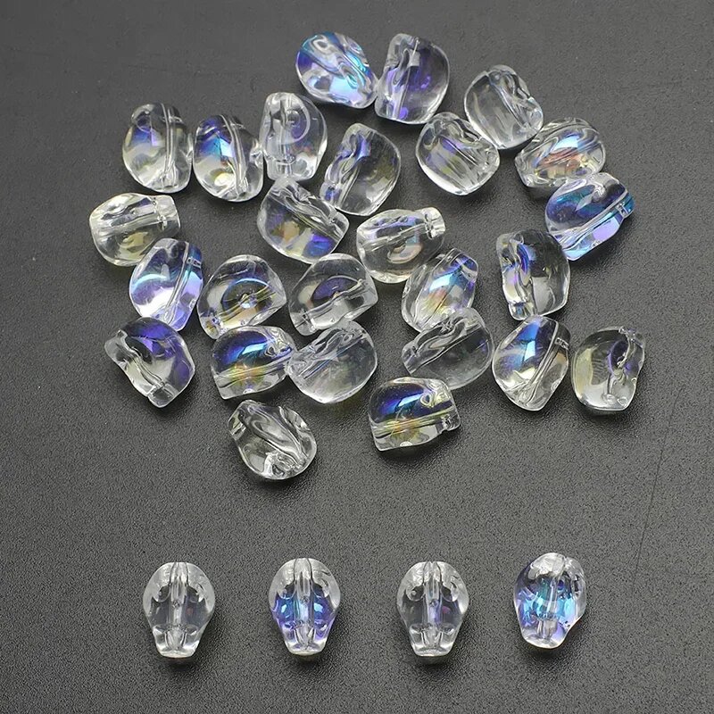 Стеклянные бусины черепа, 8 мм, Transparent Blue