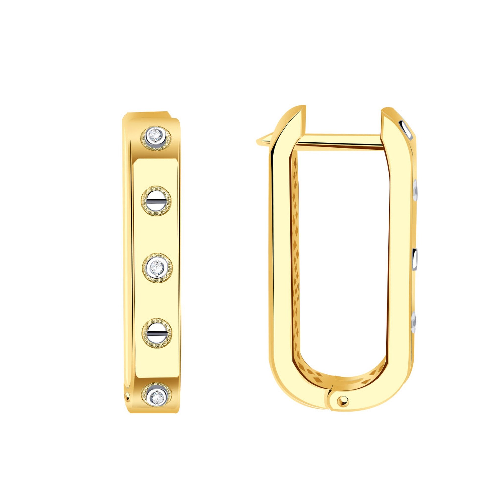 Серьги, желтое золото, 585 проба, фианит