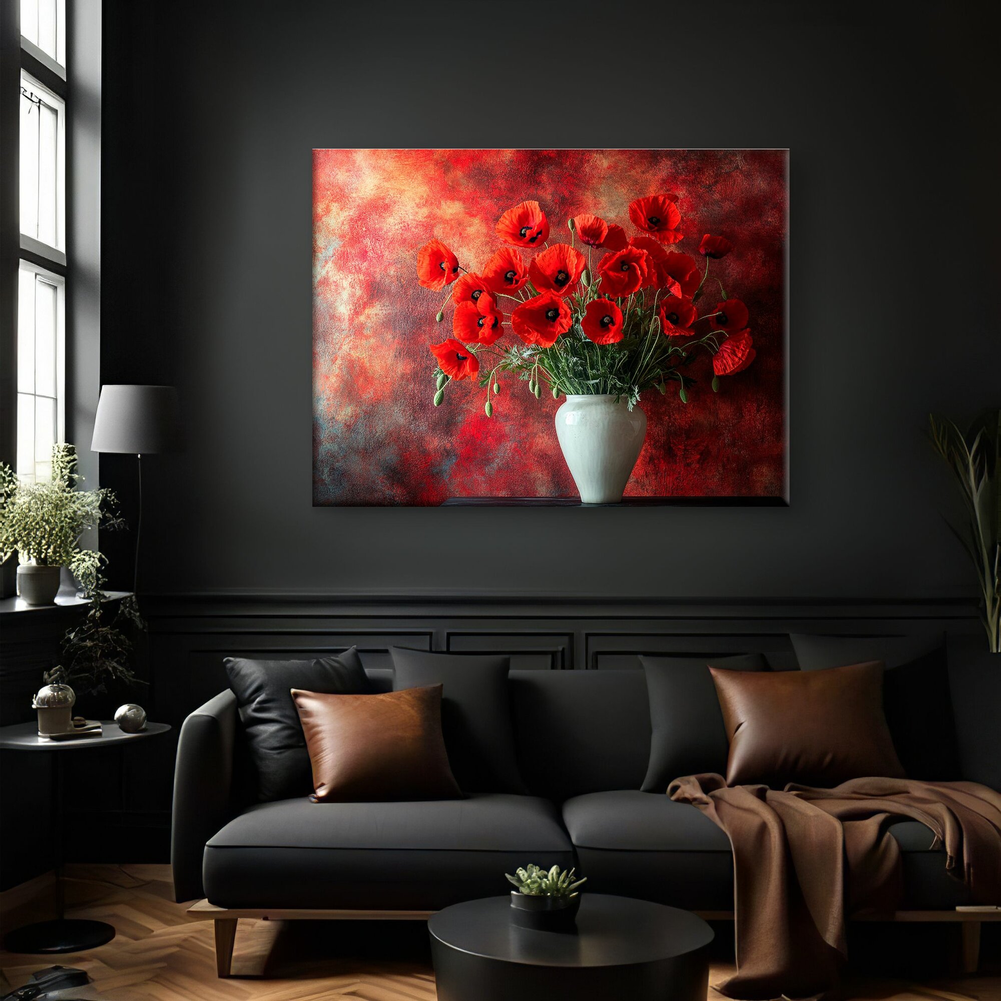 Интерьерная картина "Натюрморт с маками в вазе" 60*80 см