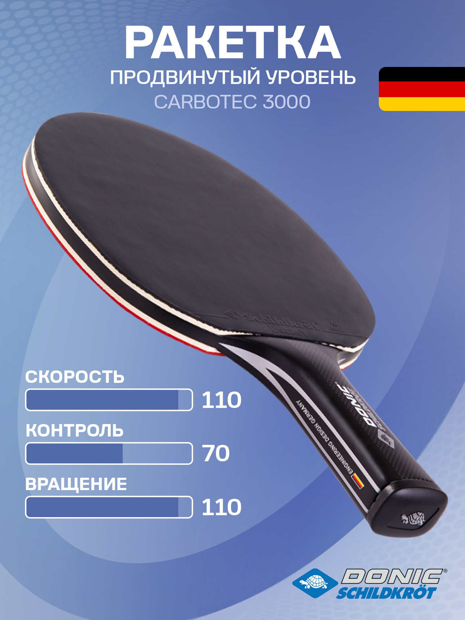 Ракетка для настольного тенниса Donic-Schildkröt Carbotec 3000, carbon