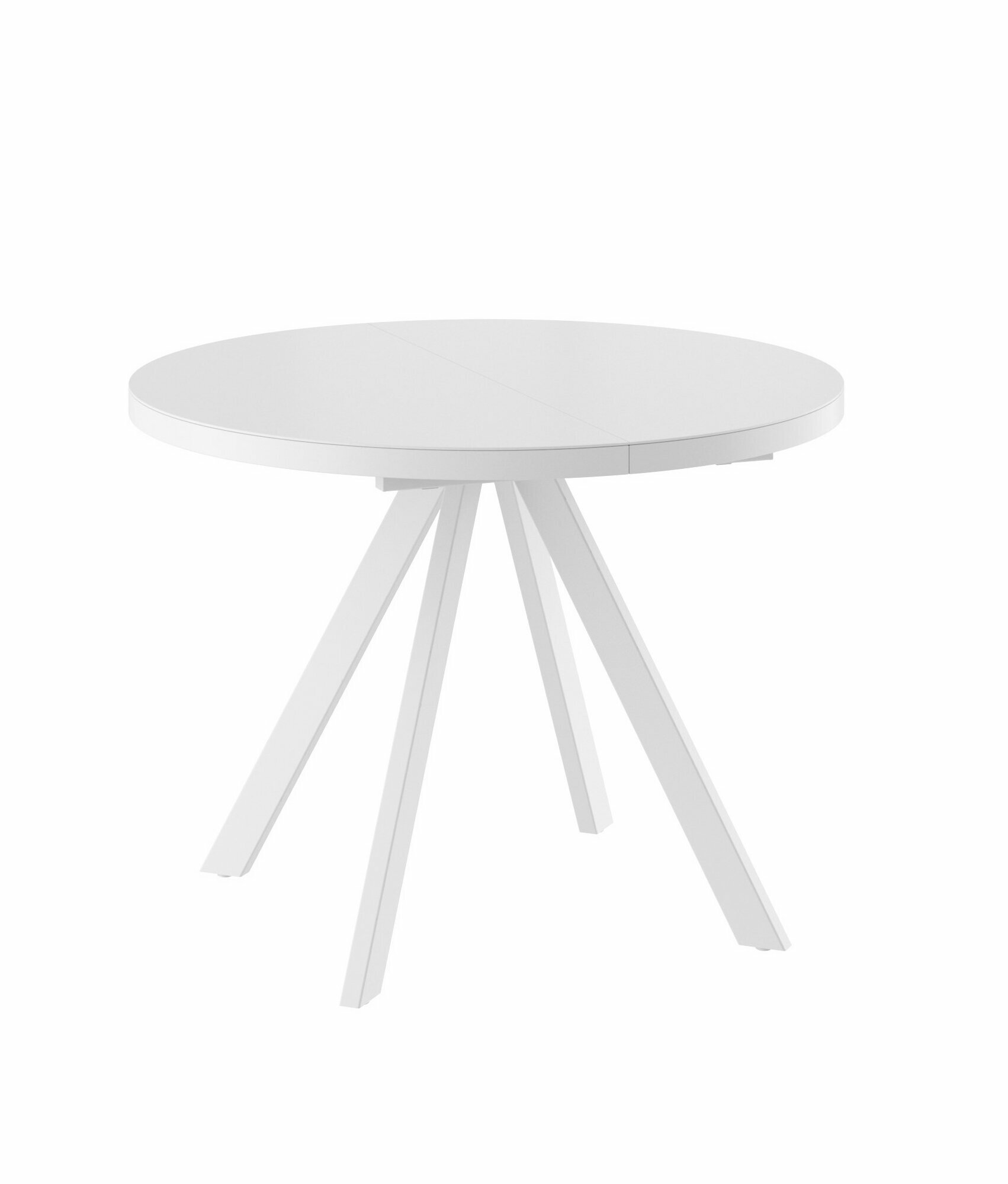 Стол круглый раздвижной Мамадома Рондо М-100 Стекло белое маттелюкс/белый