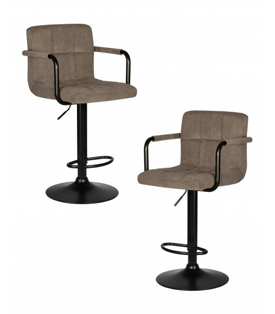 Набор 2 шт Стул барный DOBRIN KRUGER ARM BLACK, какао вельвет (LAR-E2041-05)