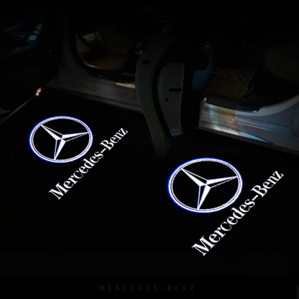 Дверные LED-фонари-проекторы (2 шт) с логотипом для Mercedes-Benz S-Class W221, V-Class W447/W640, CL C216 — замена 12V