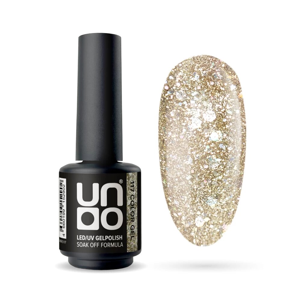 Гель-лак UNO Champagne 057, цвет шампанское, с блестками, 8г