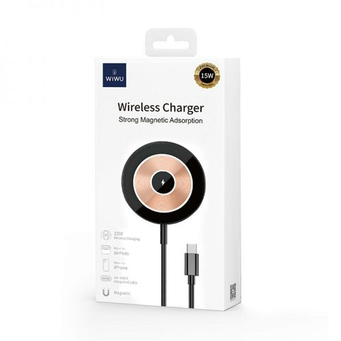 Беспроводное зарядное устройство Wiwu WI-W007, 15Вт, MagSafe, для iPhone, с кабелем