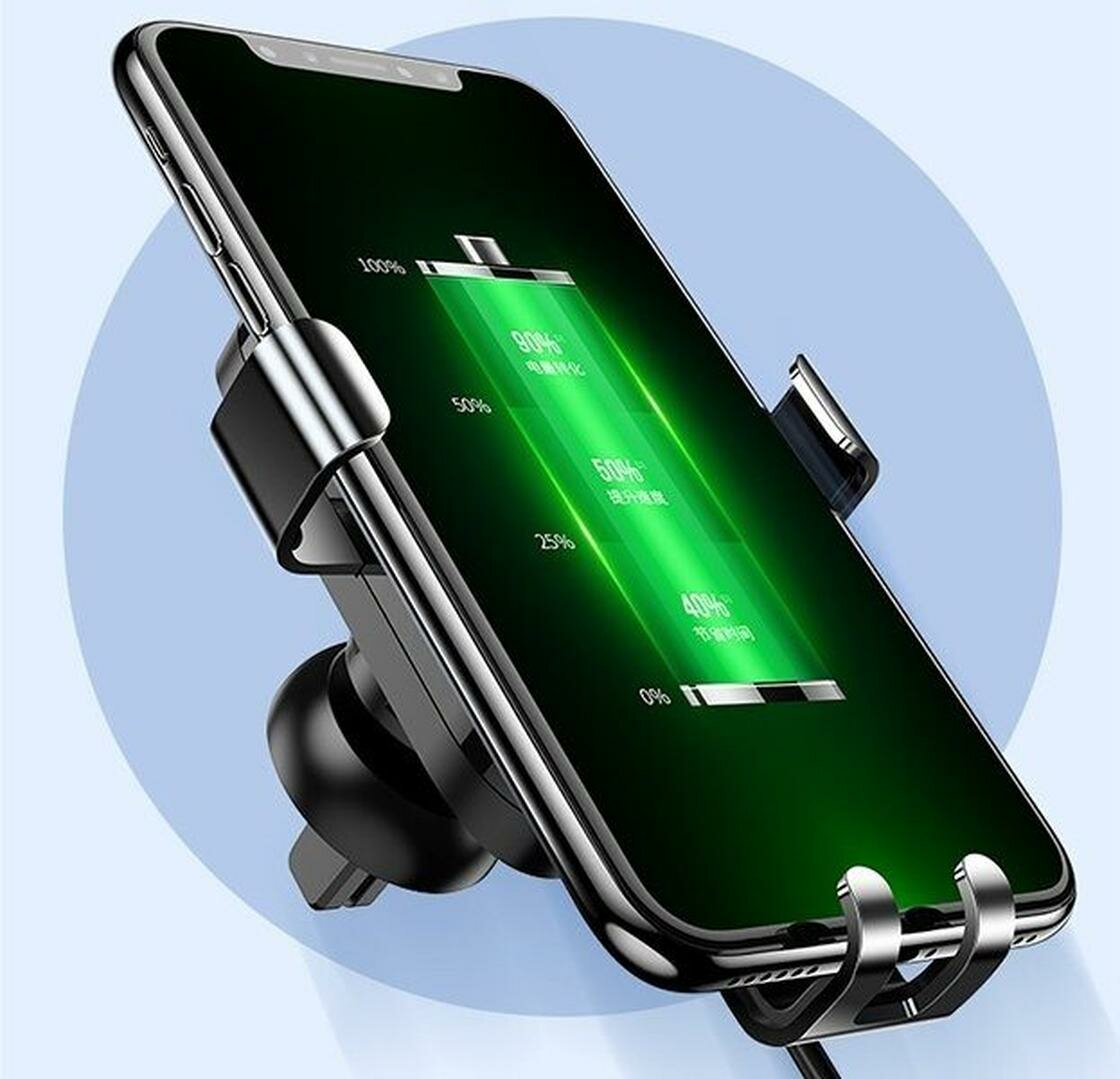 Автодержатель с Беспроводной зарядкой Joyroom JR-ZS181 Car Holder Black в воздуховод
