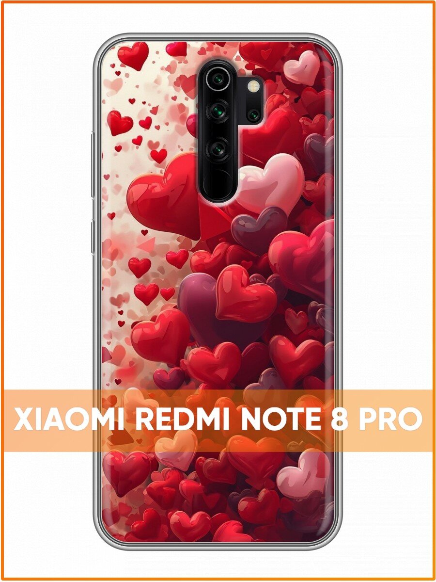 Чехол для Xiaomi RedMi Note 8 Pro с принтом для женщин с Сердечками (Сяоми Редми Ноут 8 Про)