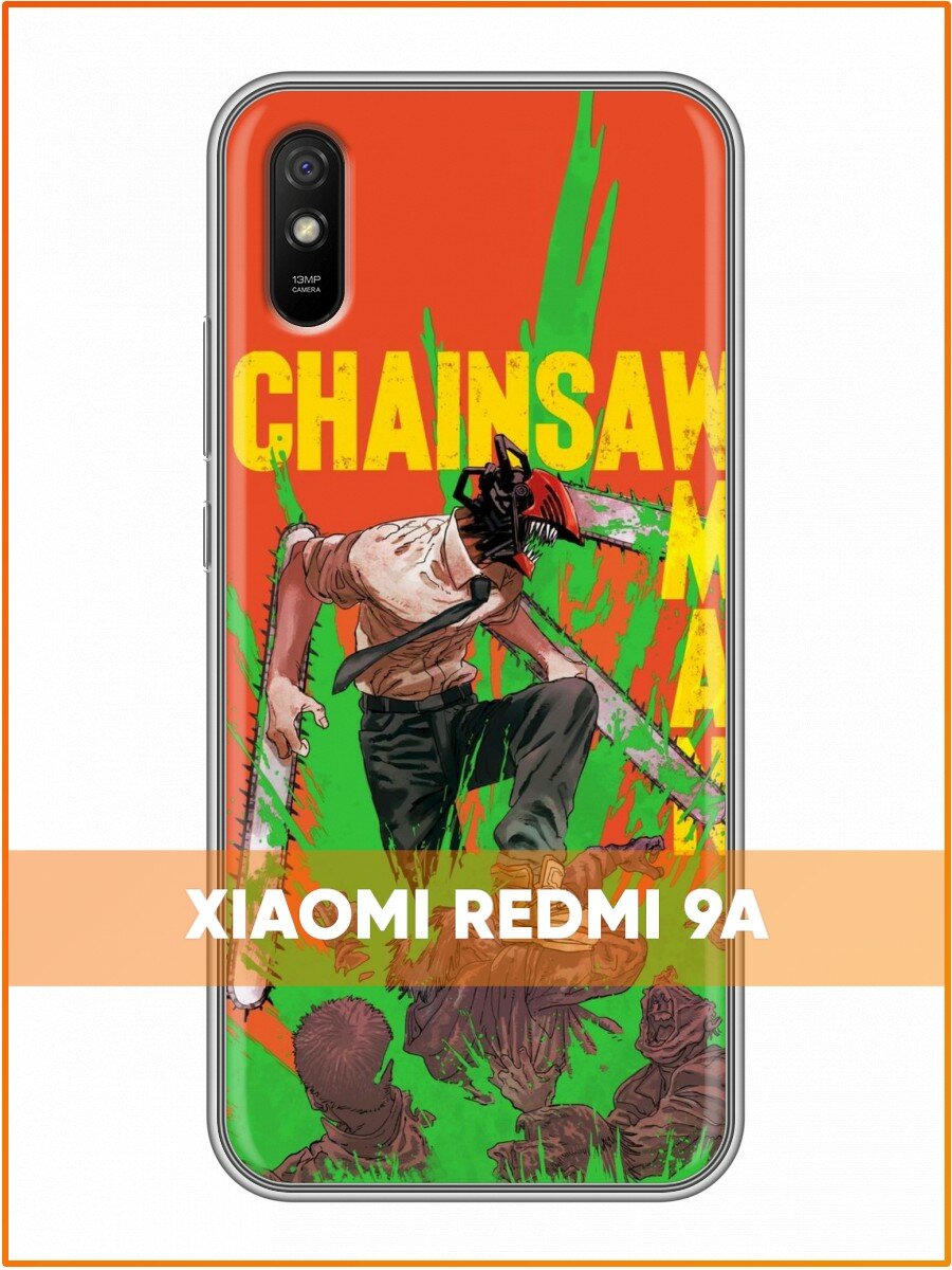 Чехол для Xiaomi RedMi 9A с принтом Аниме Человек Бензопила Постер (Сяоми Редми 9А)