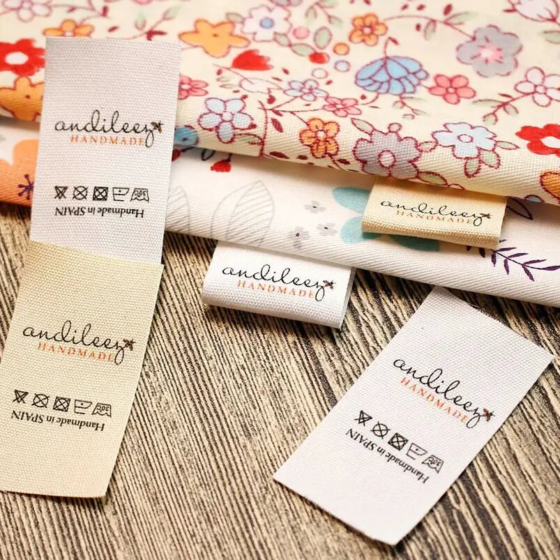 Хлопковые этикетки с логотипом 25x50 мм 50 pieces beige