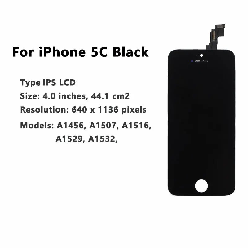 ЖК-дисплей и дигитайзер для iPhone 5 5C, запасной сенсорный 3D-экран для iPhone 5S 5SE, с функцией распознавания лица и оттенка For iphone 5C Black