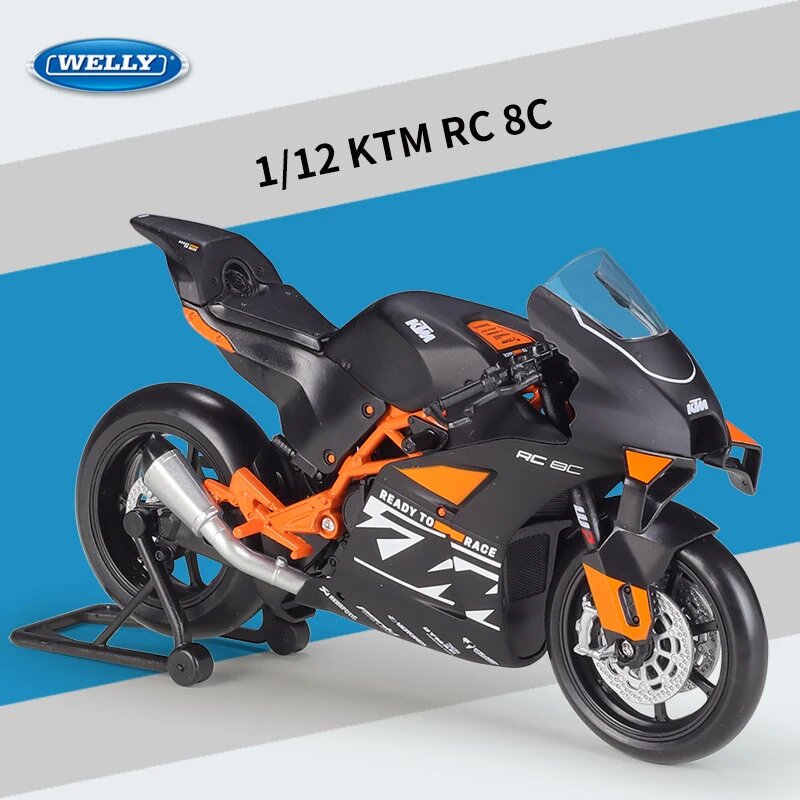 Модель гоночного мотоцикла Welly 1:12 KTM RC 8C из сплава, модель литая металлическая уличная спортивная мотоцикл для пересеченной местности, Black foam box
