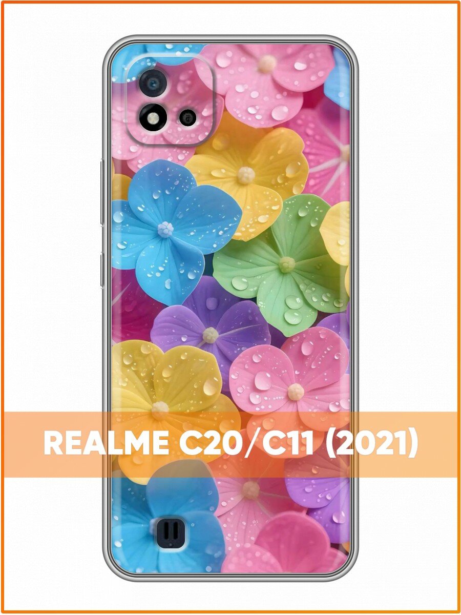 Чехол для Realme C20, Realme C11 2021 с принтом для женщин с цветочками (реалми С20, реалме С11 2021)