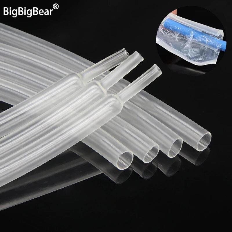 Прозрачная термоусадочная трубка 3:1 с клеем 1.6~50мм 4.0mm, 10 meters