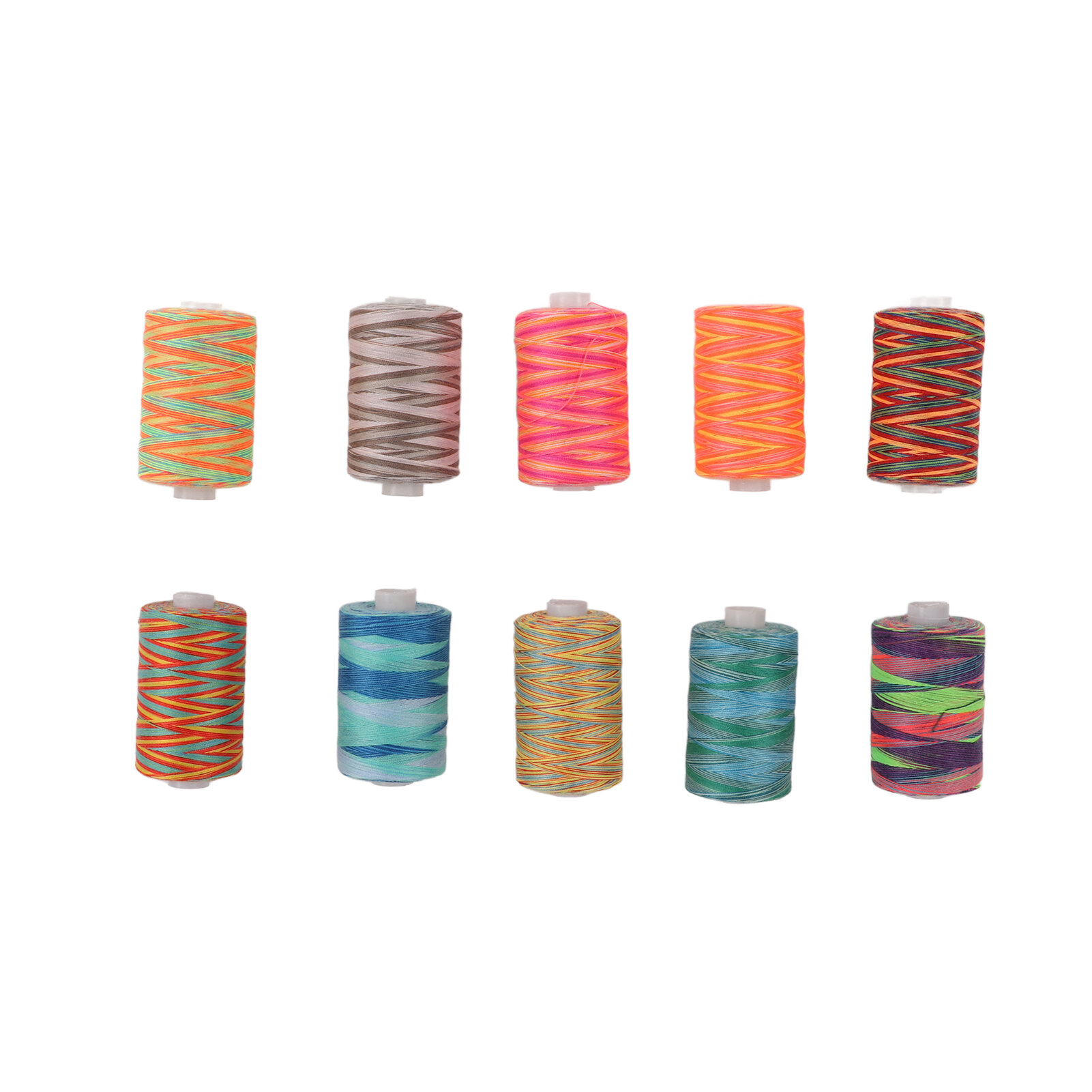 10Pcs Embroidery Machine Thread Durable Wear Resistant Polyester Variegated Diverse Colors 402 Sewing