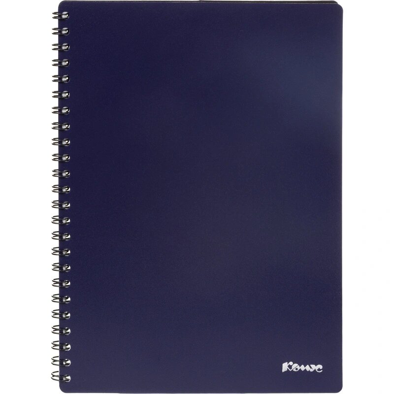 Бизнес-тетрадь Комус А5 60л, кл, обл. пластик, спираль, синяя Classic