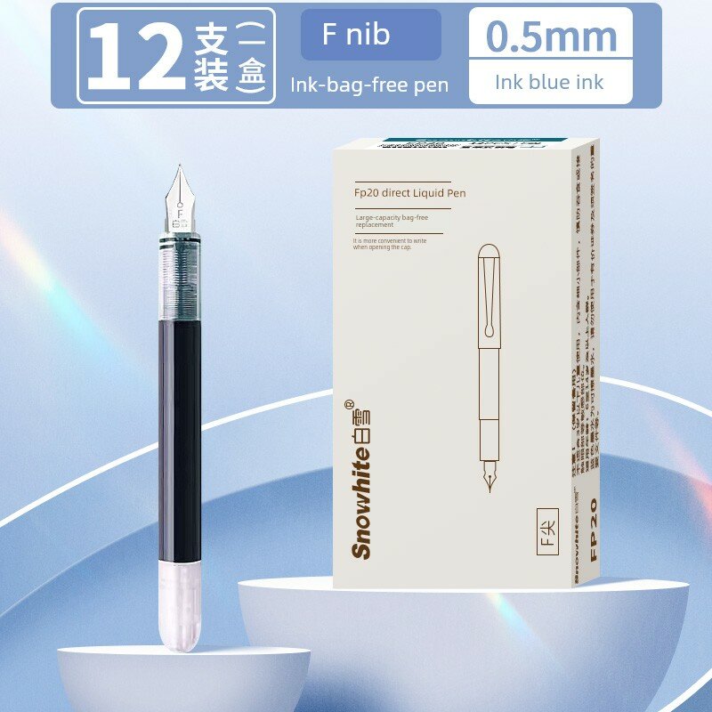 Набор чернильных картриджей для ручки Bai Xue FP10 12 шт. темно-синий, стандартный кончик F для письма