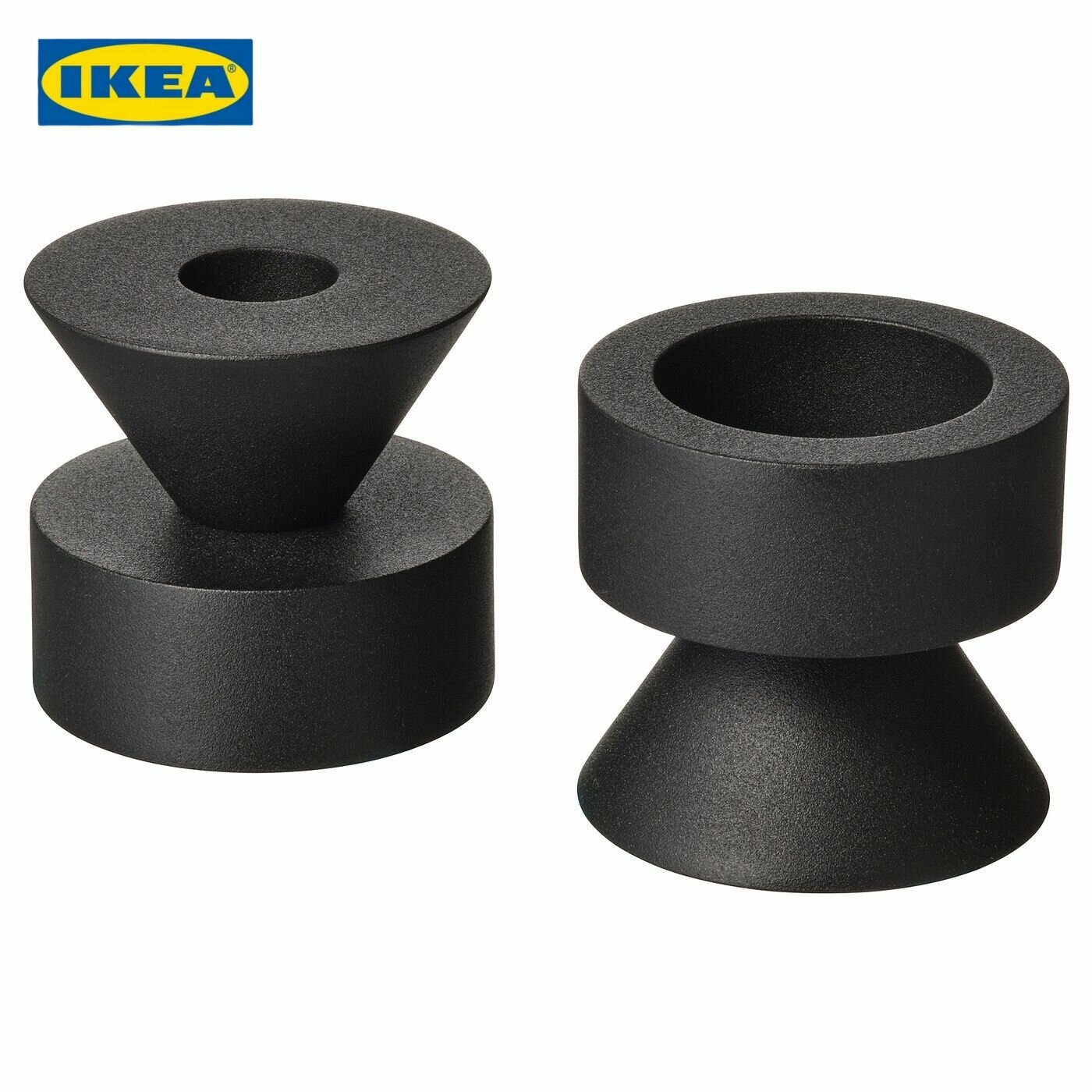 IKEA STOCKHOLM 2025 Подсвечник/небольшой круглый подсвечник, черный, 6 см