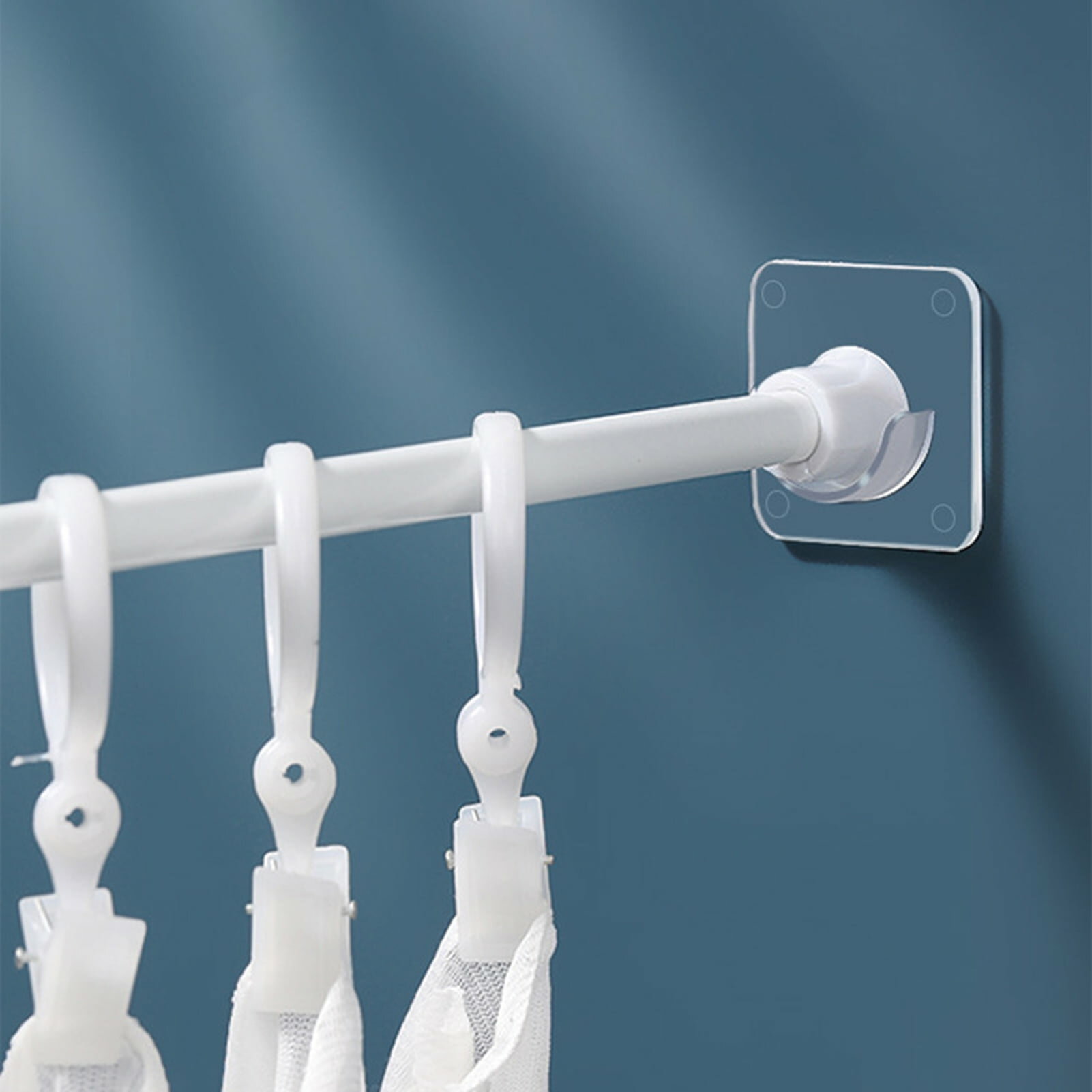 Набор кронштейнов для шторы из прозрачного ABS с клеем без перфорации 4 штуки, в комплект входят 2 штуки клея, 4 кронштейна, 4 безследных наклейки, 4 вспомогательные наклейки