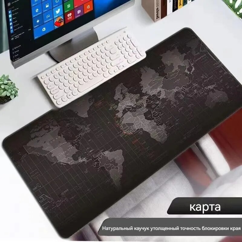 Коврик для мышки XXXL черный 120x60 см, с подставкой под запястье, с прошитыми краями